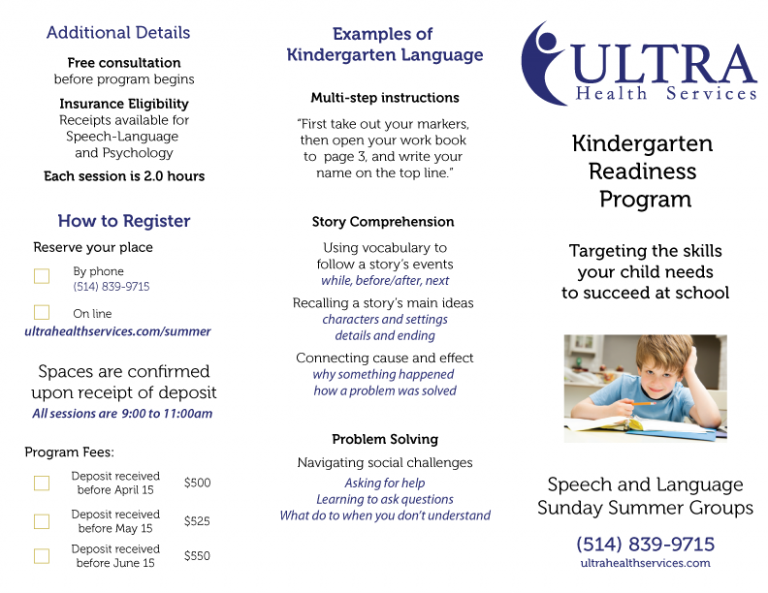 Kindergarten Program Pamphlet @ Simple Speech Therapy